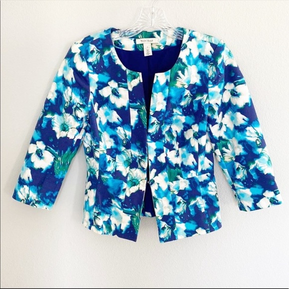 White House Black Market | Jackets & Coats | Whbm Blue Watercolor ...